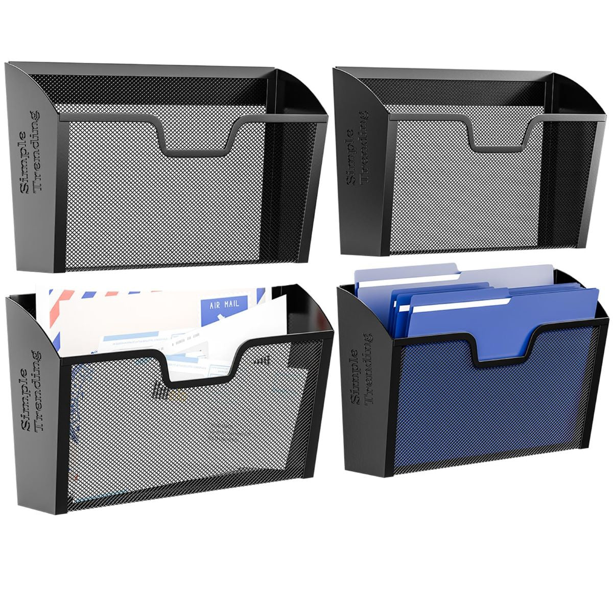 4-Pocket Wall File Organizer, Mesh Hanging File Holder for Home & Offi ...