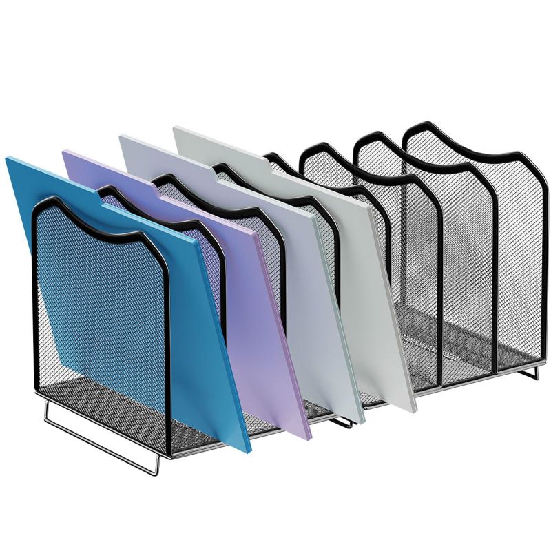7-Section Mesh Desktop File Sorter Organizer for Home Office, Black ...